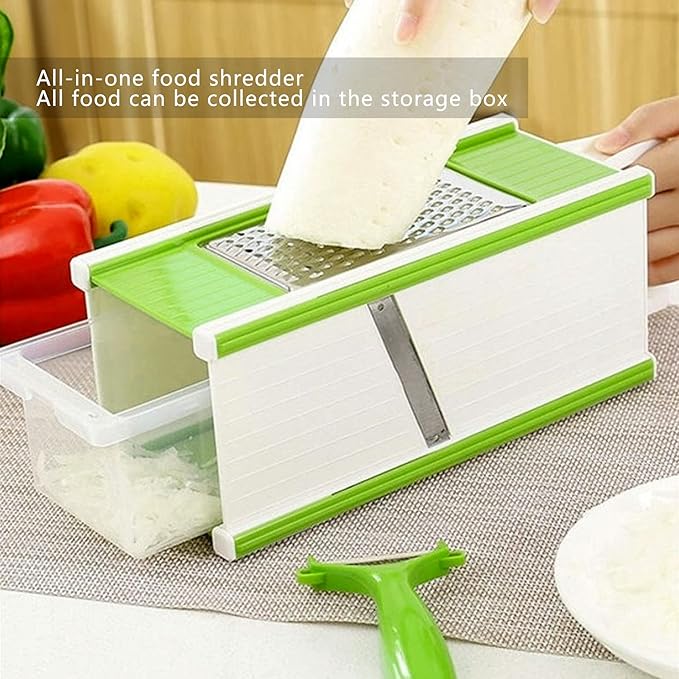 5-in-1 Vegetable Chopper & Rotary Slicer with Stainless Steel Blades ...